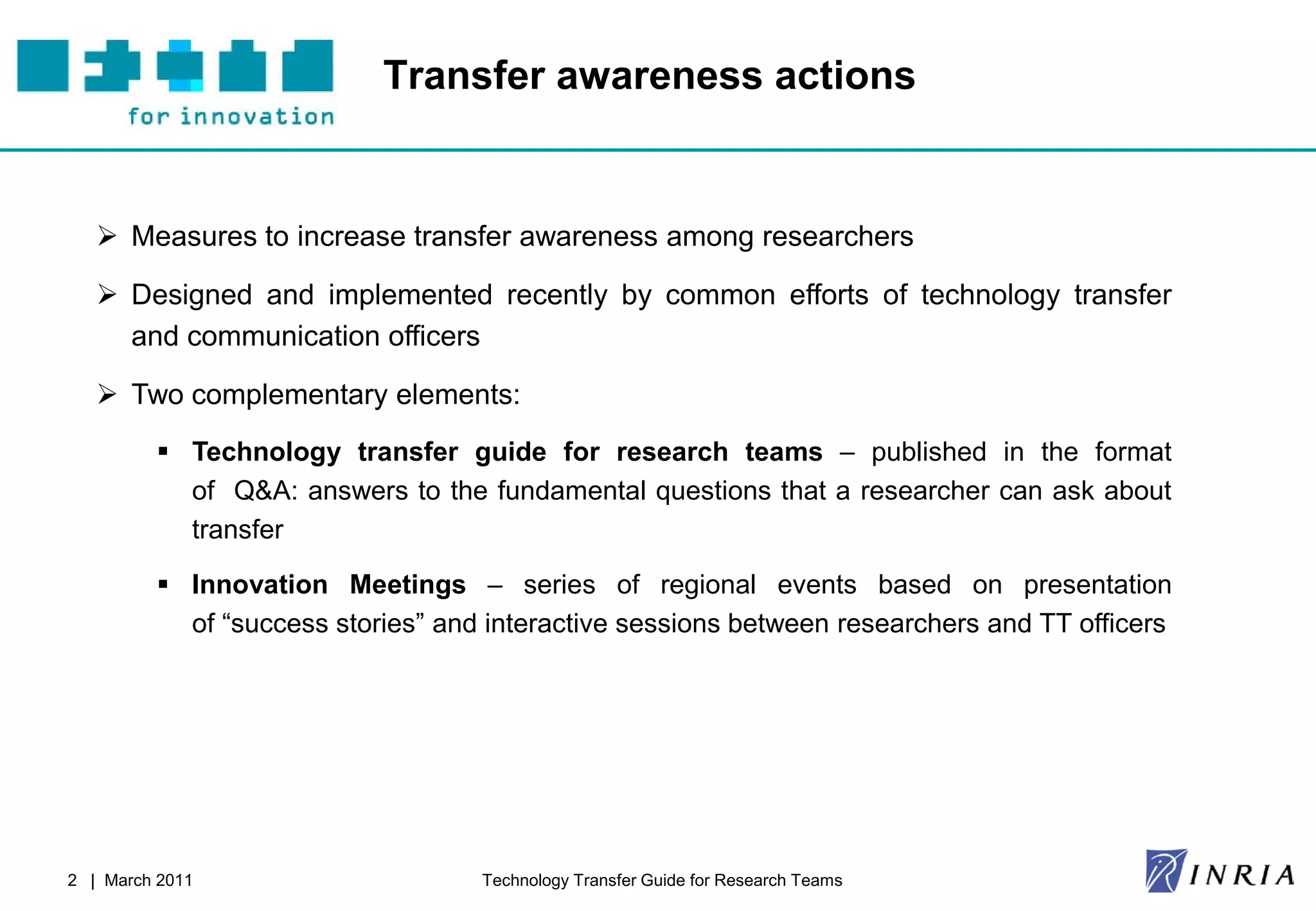 FITT Toolbox: Technology Transfer Guide for Research Teams | PDF