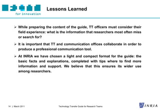 FITT Toolbox: Technology Transfer Guide for Research Teams | PDF