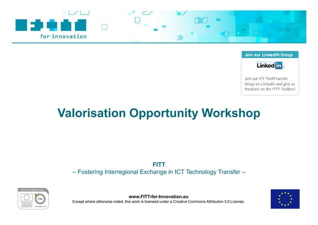 FITT Toolbox: Valorisation Opportunity Workshop | PDF | Business Expos & Conferences | Events