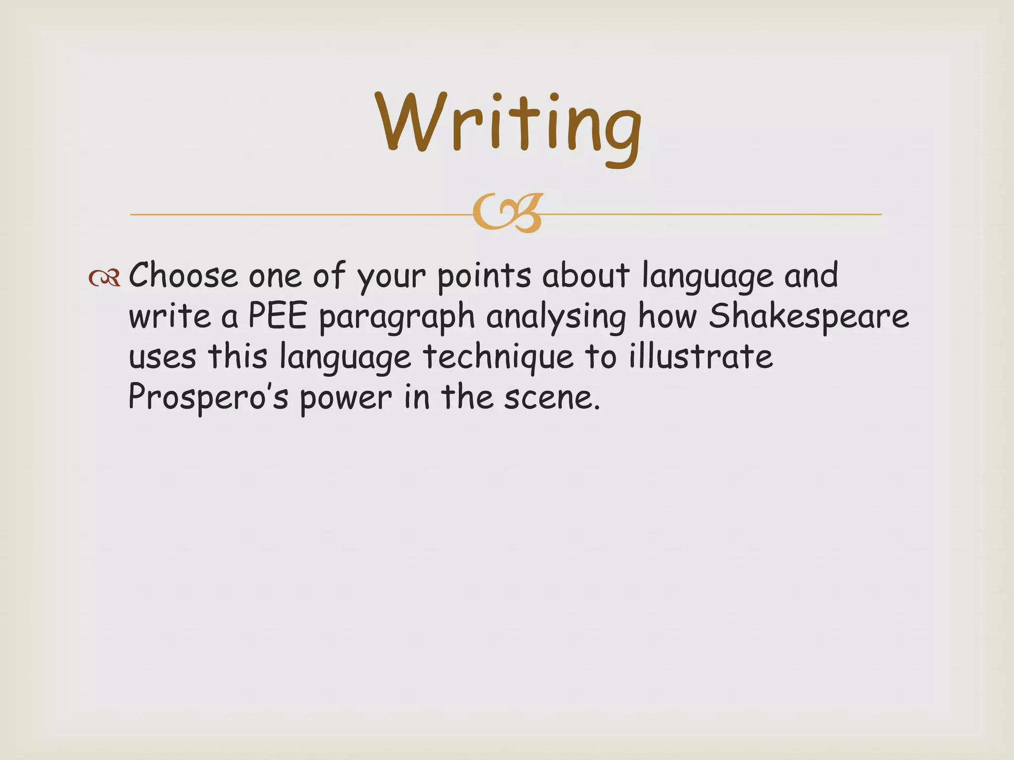 Exploration of language in Act 1 Scene 2 of The Tempest | PPTX