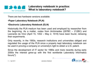 FITT Toolbox: Laboratory Notebook | PPT