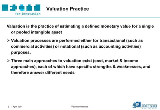 FITT Toolbox: Valuation Methods | PDF