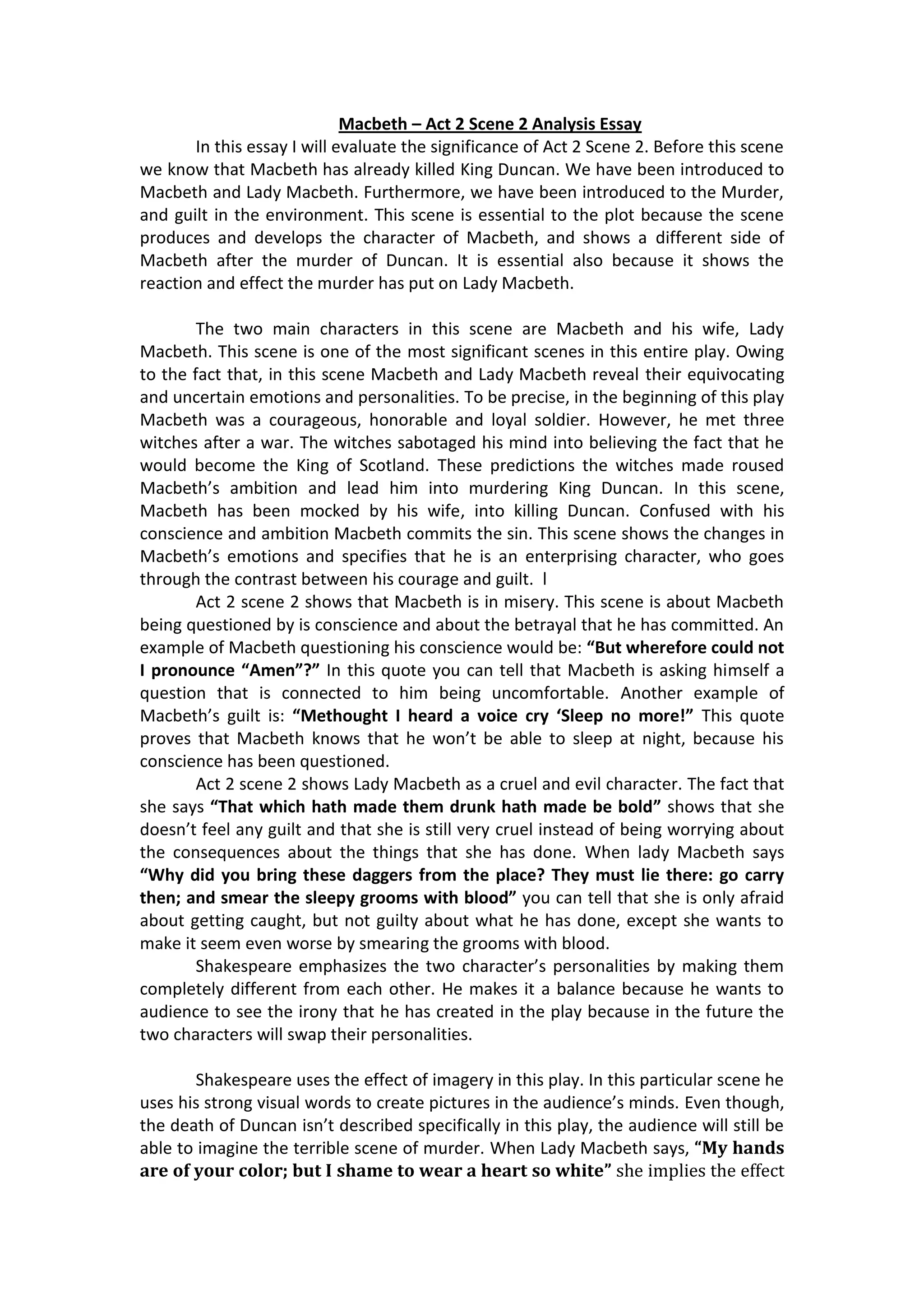 Act 2 scene 2 analysis essay | DOCX