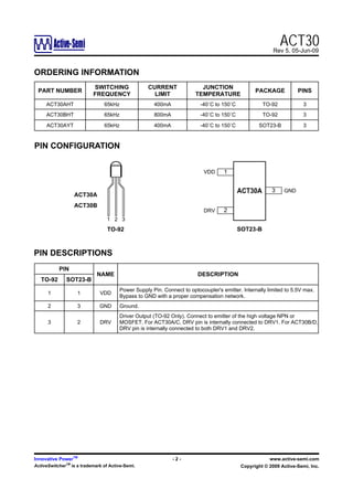 Original High Performance Off-Line Controller IC ACT30 CT30 30 New ...
