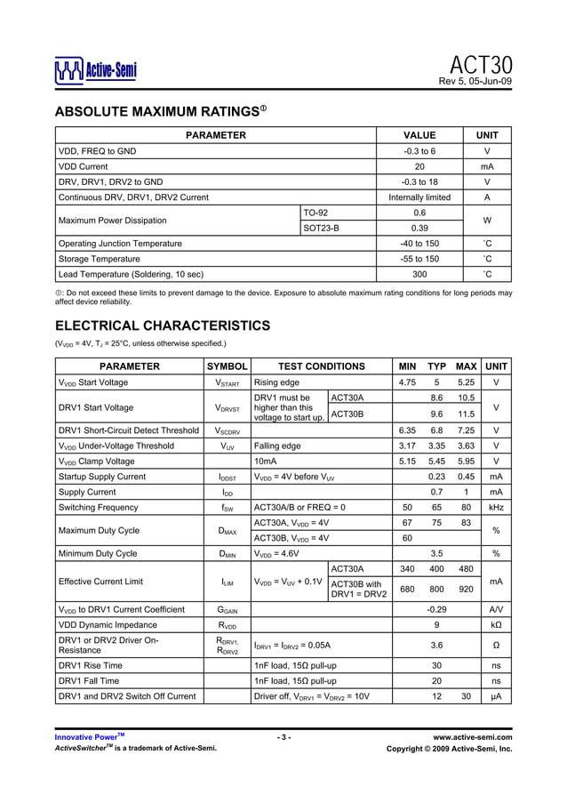 Original High Performance Off-Line Controller IC ACT30 CT30 30 New Active-Semi | PDF