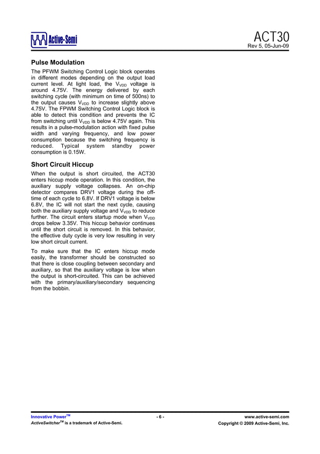 Original High Performance Off-Line Controller IC ACT30 CT30 30 New Active-Semi | PDF