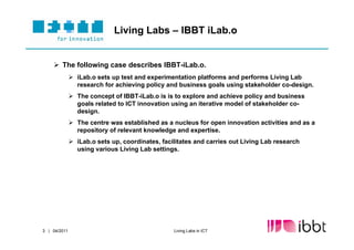 FITT Toolbox: Living Labs in ICT | PPT