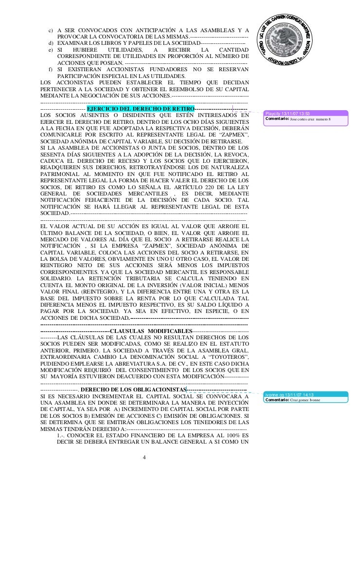 Formato Acta Constitutiva Mexico