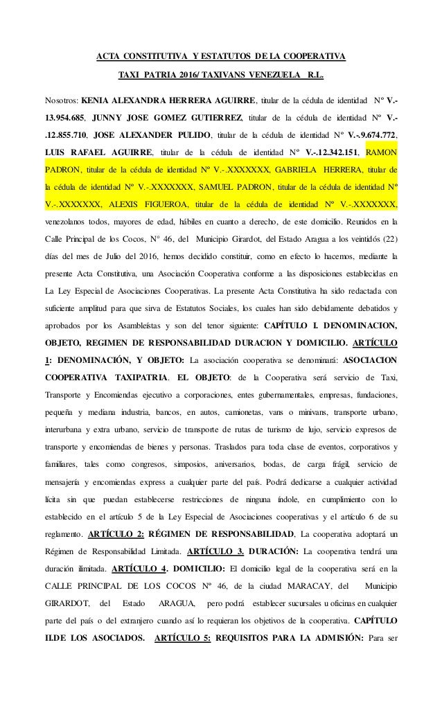 Formato Acta Constitutiva Mexico