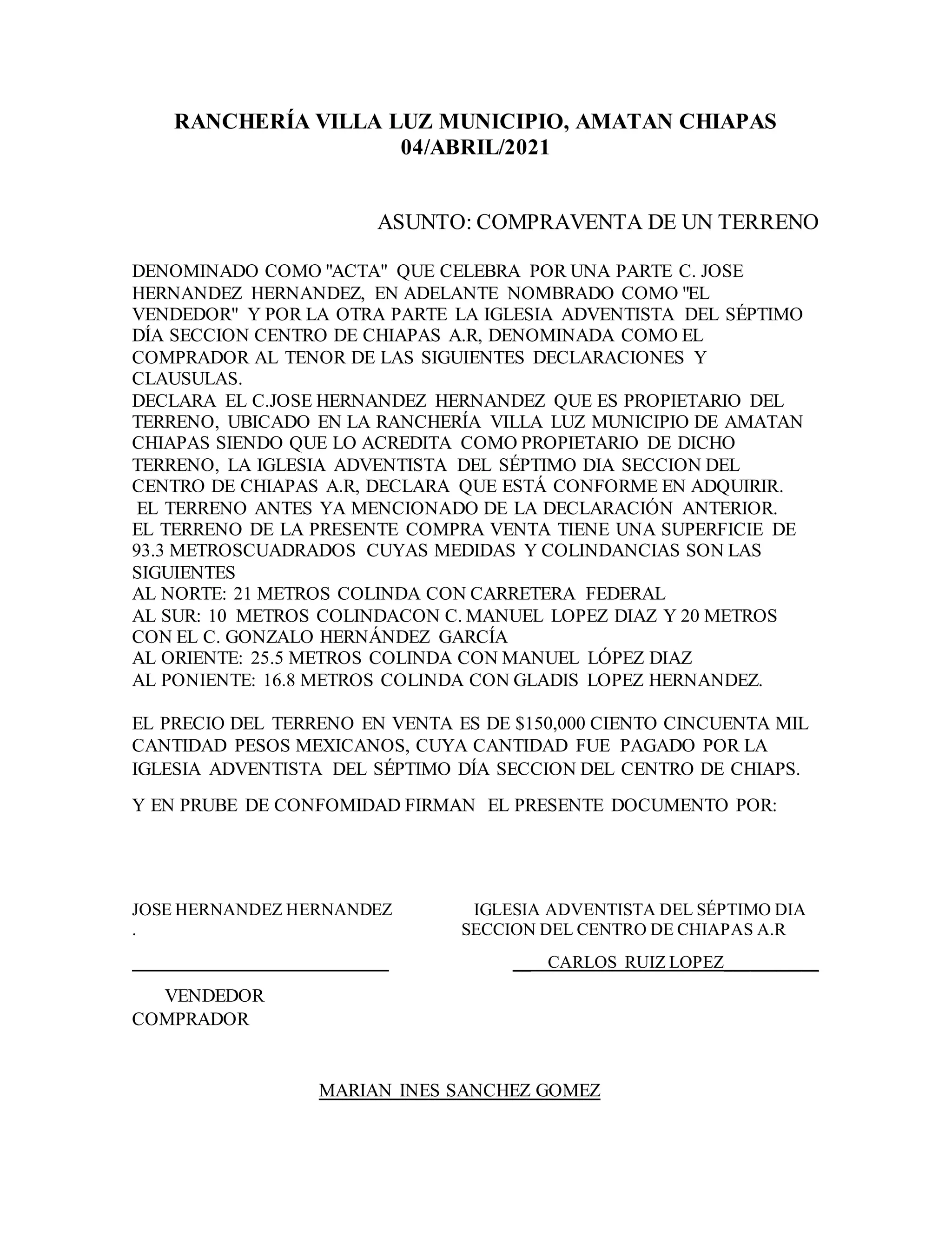 Acta de compra venta | DOCX