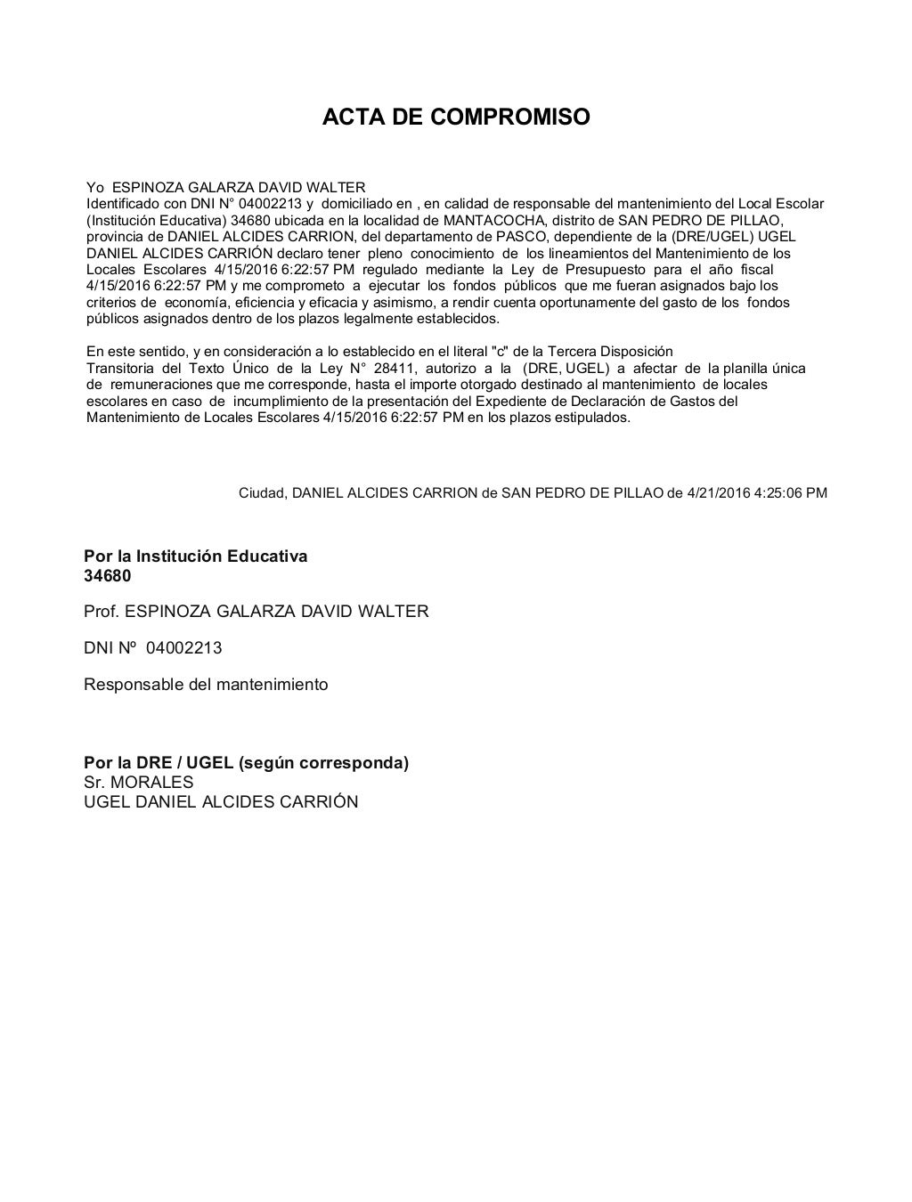 Carta Compromiso Editable