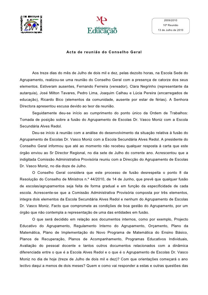 Exemplo De Uma Acta Feita