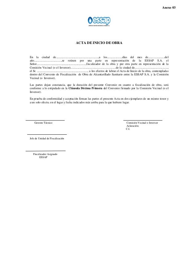 Acta de inicio de obra Acta de inicio de obra