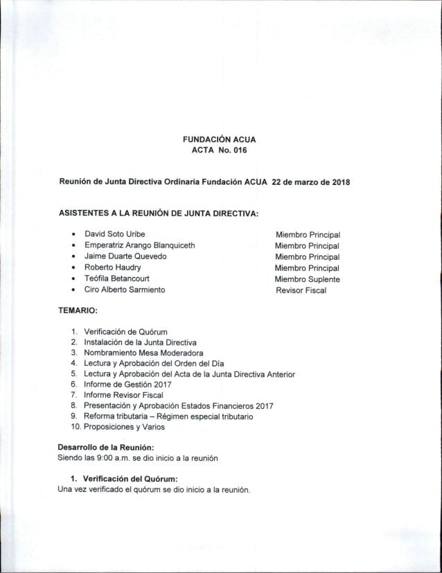 Modelo De Acta De Junta General Ordinaria