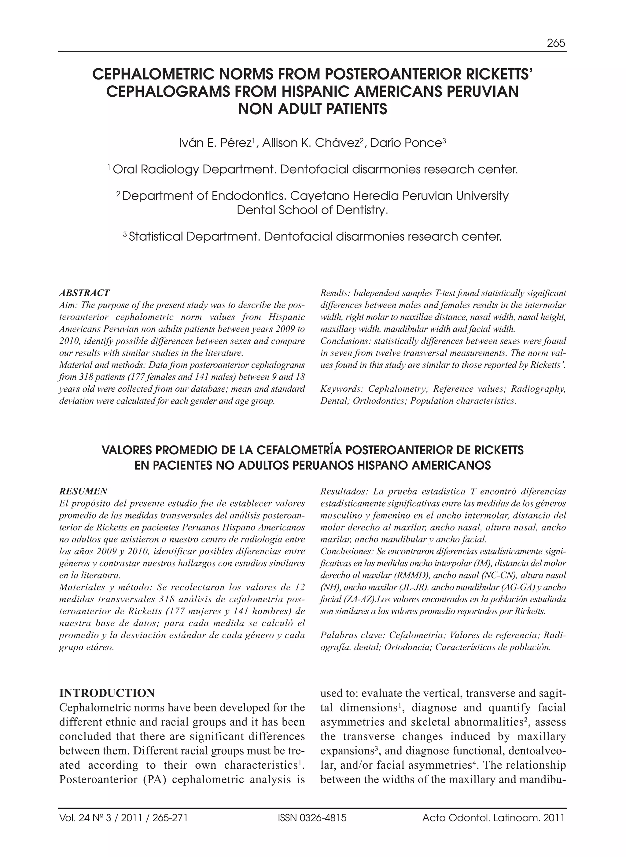 CEPHALOMETRIC NORMS FROM POSTEROANTERIOR RICKETTS’ CEPHALOGRAMS FROM ...