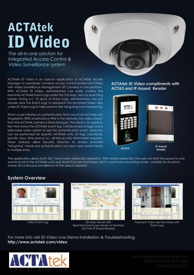 ACTAtek ID-VIDEO | PDF