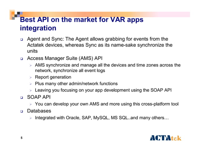 ACTAtek unique features | PPT