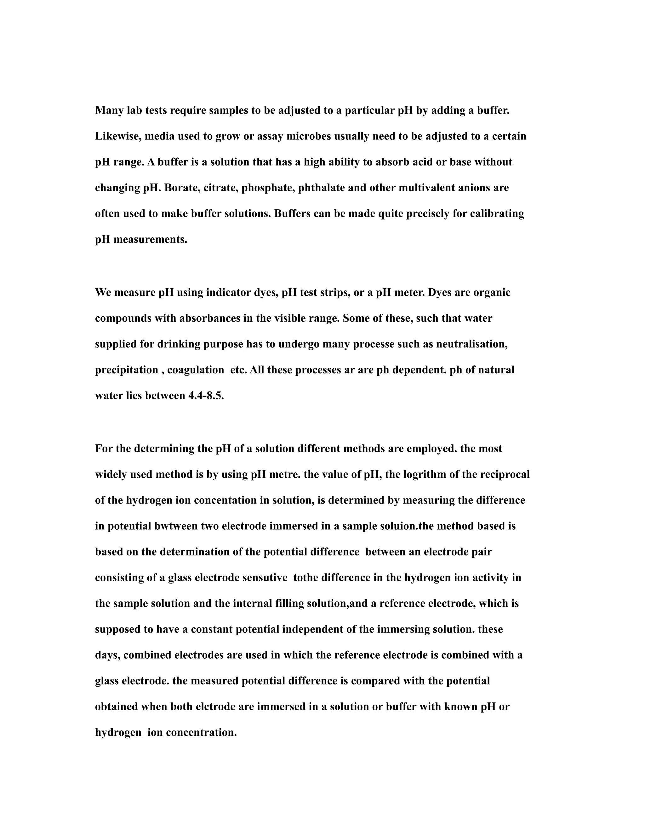 Report on pH and conductivity of different samples from delhi | RTF