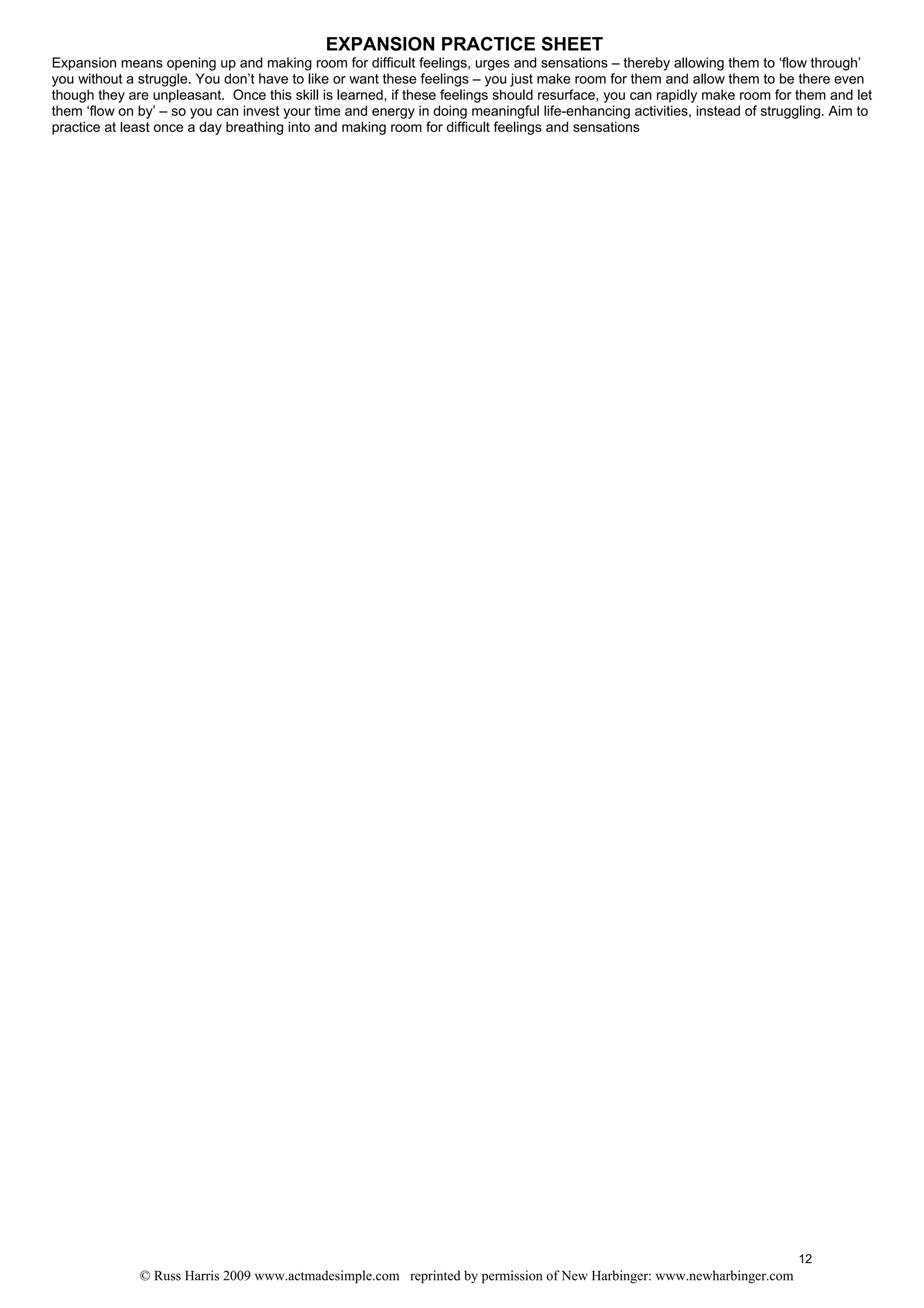 Complete Set of Client Handouts and Worksheets from ACT books | PDF