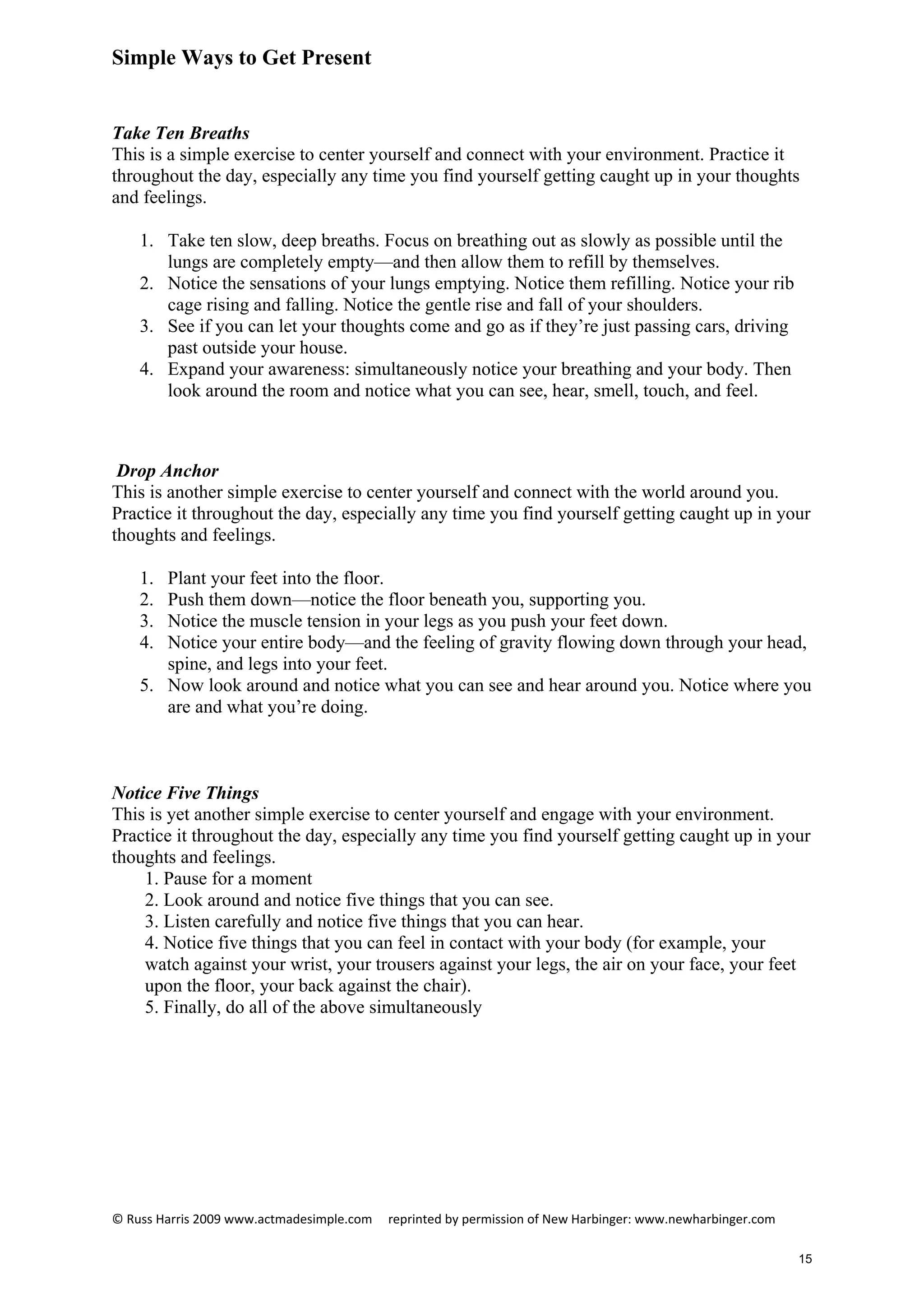 Complete Set of Client Handouts and Worksheets from ACT books | PDF