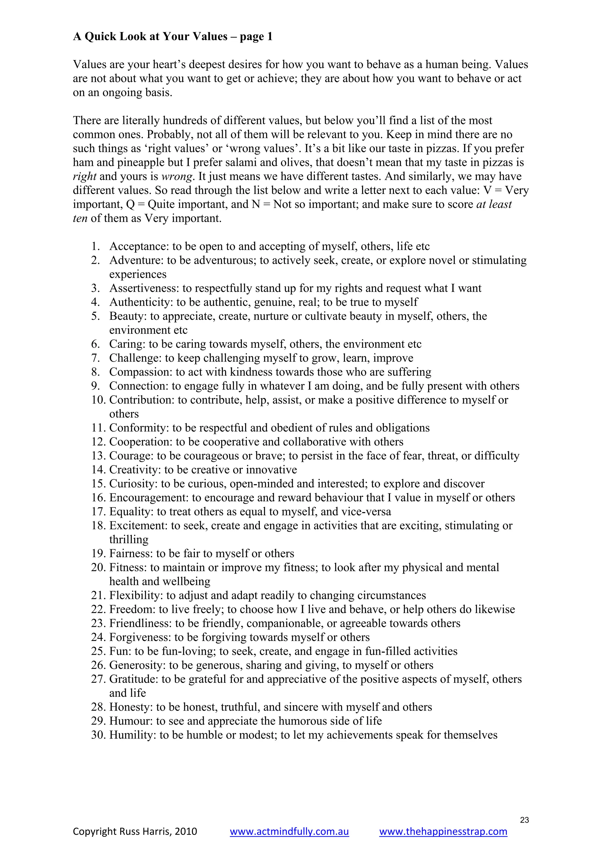 Complete Set of Client Handouts and Worksheets from ACT books | PDF