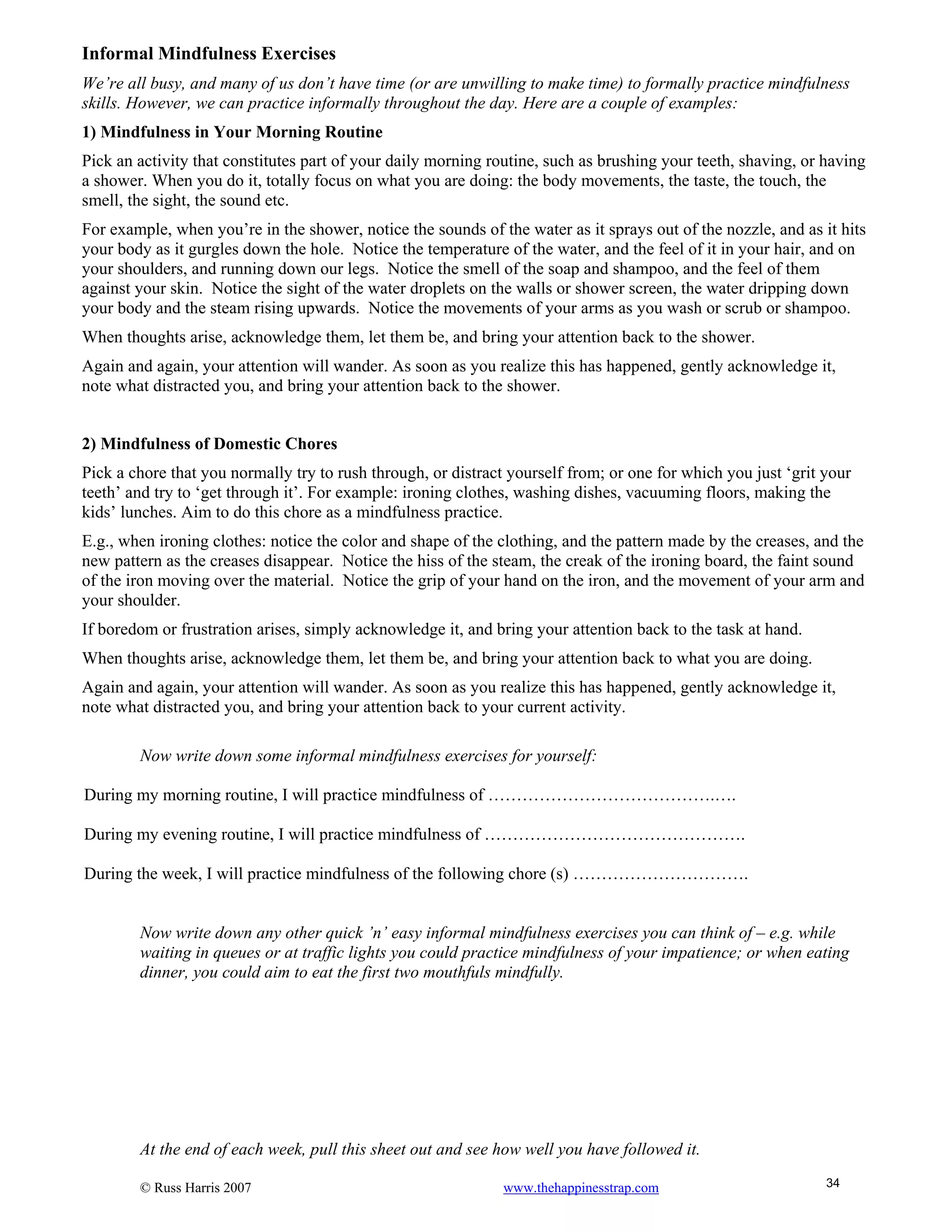 Complete Set of Client Handouts and Worksheets from ACT books | PDF