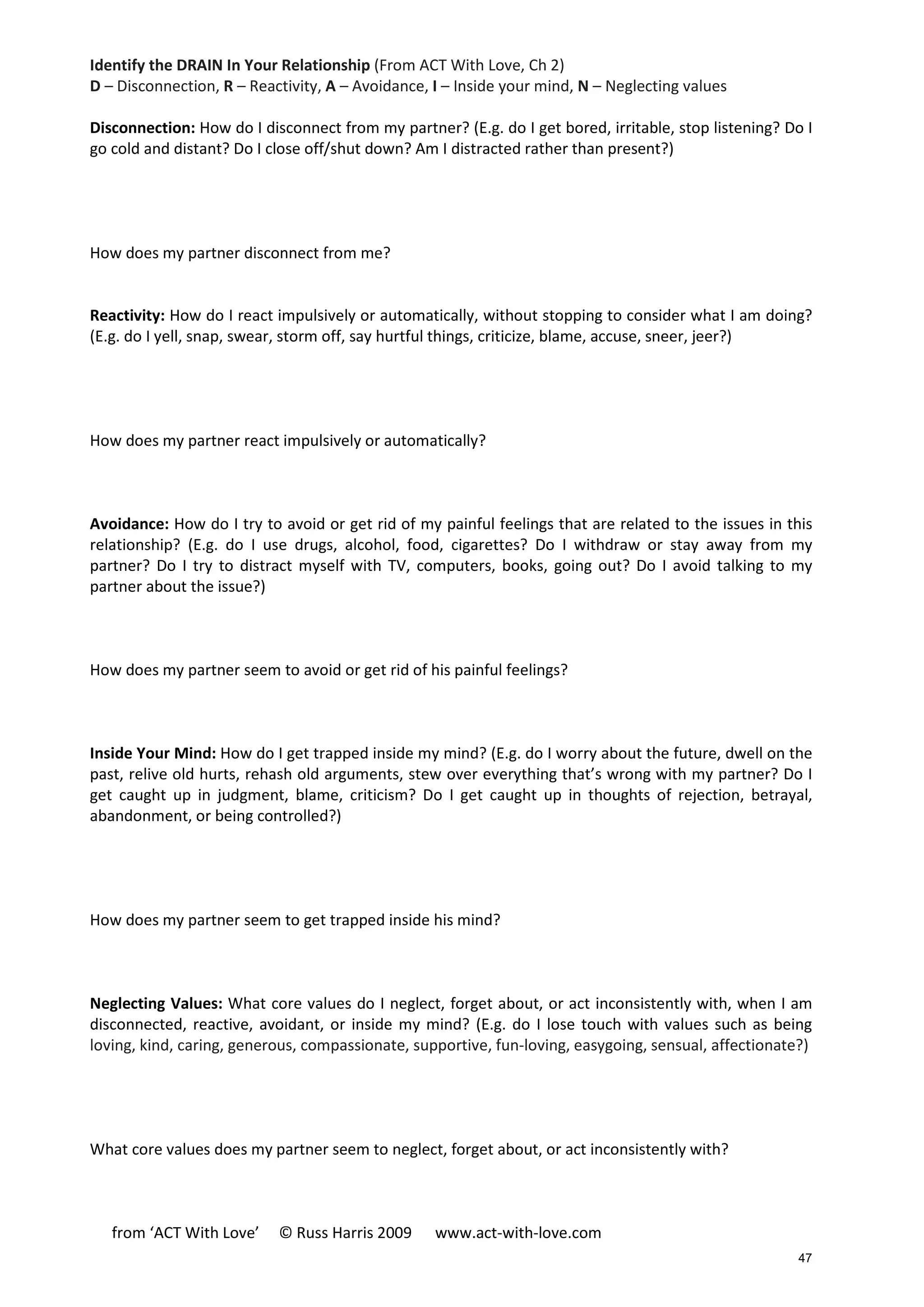 Complete Set of Client Handouts and Worksheets from ACT books | PDF