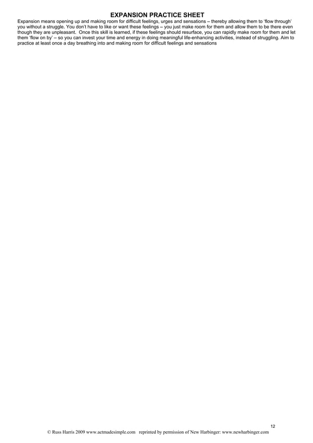 Complete Set of Client Handouts and Worksheets from ACT books | PDF