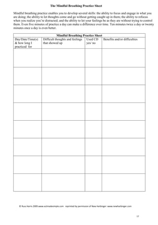 Complete Set of Client Handouts and Worksheets from ACT books | PDF