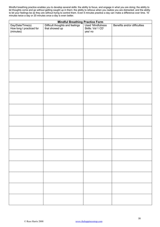 Complete Set of Client Handouts and Worksheets from ACT books | PDF