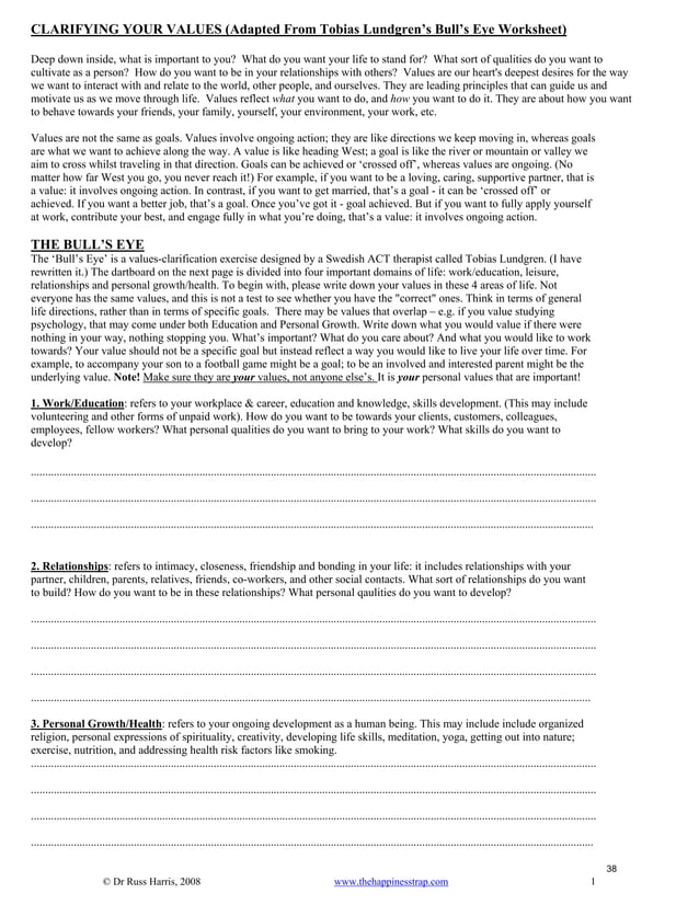 Complete Set of Client Handouts and Worksheets from ACT books | PDF