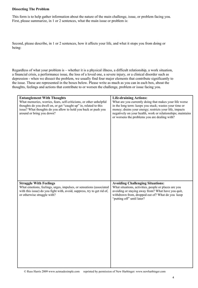 Complete Set of Client Handouts and Worksheets from ACT books | PDF