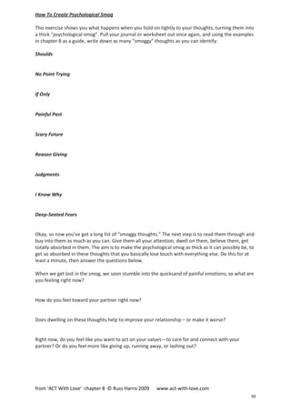 Complete Set of Client Handouts and Worksheets from ACT books | PDF