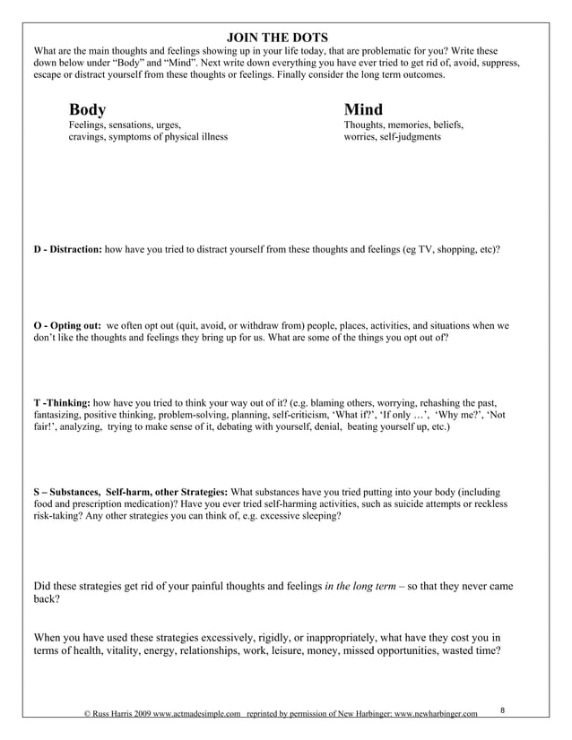 Complete Set of Client Handouts and Worksheets from ACT books | PDF