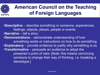 ACTFL Best of Toys 2011 3 modes presentation | PPT