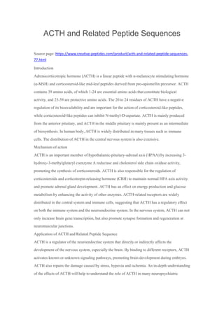 Acth and related peptide sequences | PDF