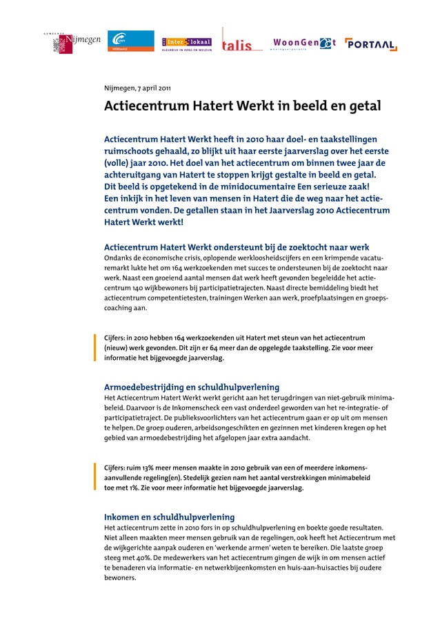 Actiecentrum hatert werkt in beeld en getal | PDF