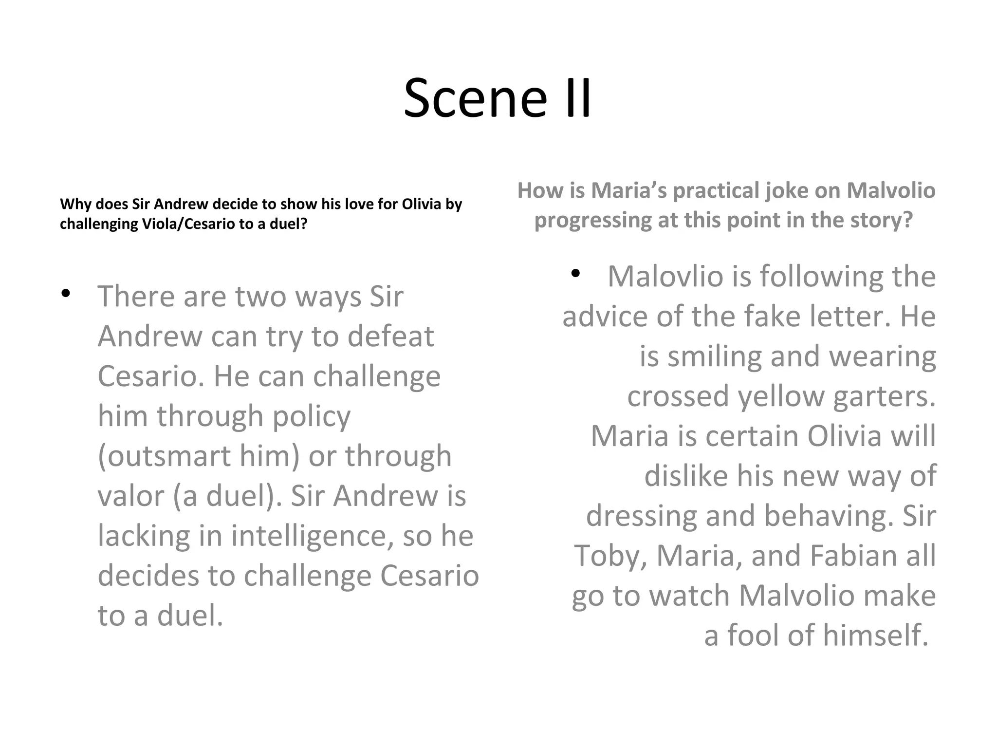 Twelfth Night act 3 question and answers. | PPT