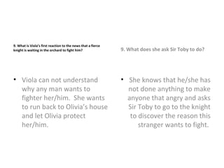 Twelfth Night act 3 question and answers. | PPT