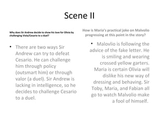 Twelfth Night act 3 question and answers. | PPT