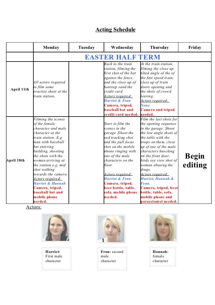 Acting schedule