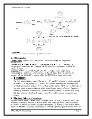 Actinides complexes and uses | inorganic chemistry assignment | DOCX
