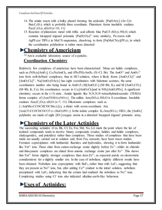 Actinides complexes and uses | inorganic chemistry assignment | DOCX