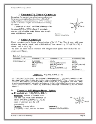 Actinides complexes and uses | inorganic chemistry assignment | DOCX