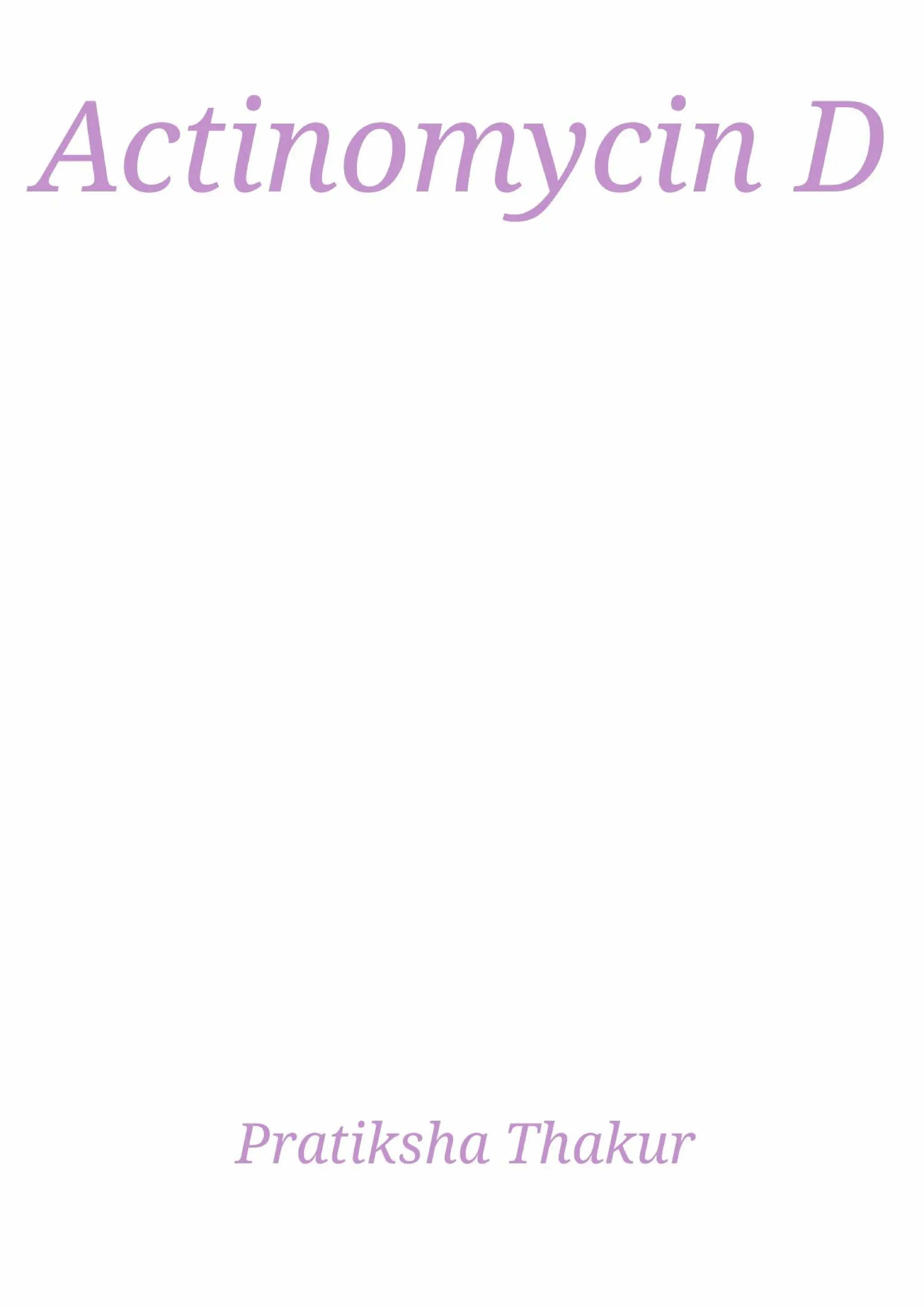 Actinomycin D (Dactinomycin) | PDF