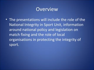 ACT integrity in sport workshop presentation | PPT