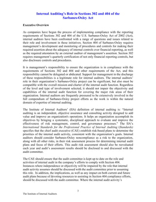 INTERNAL AUDITING’S ROLE IN SOX | PDF