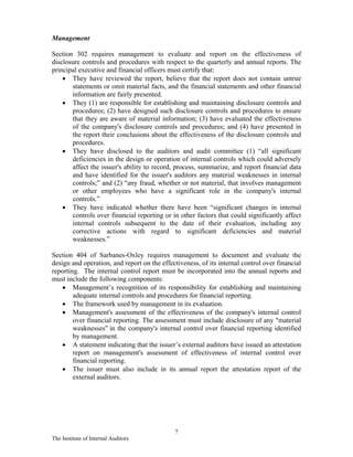 INTERNAL AUDITING’S ROLE IN SOX | PDF