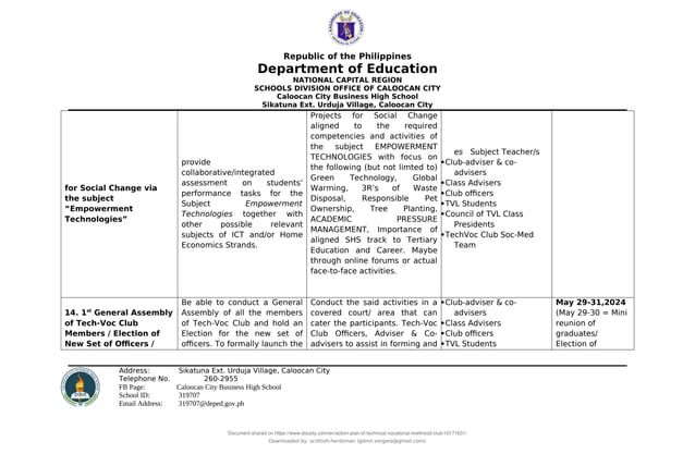 action-plan-of-technical-vocational-livelihood-club.pdf | Media ...