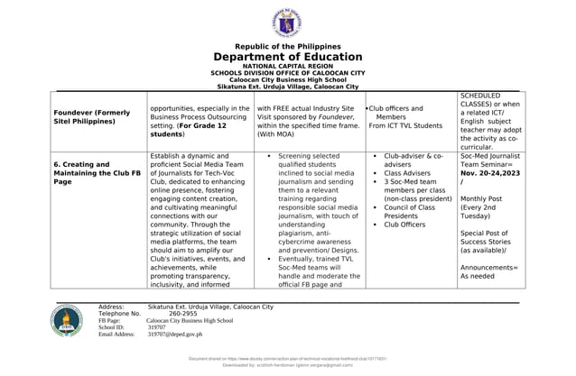 action-plan-of-technical-vocational-livelihood-club.pdf | Media ...